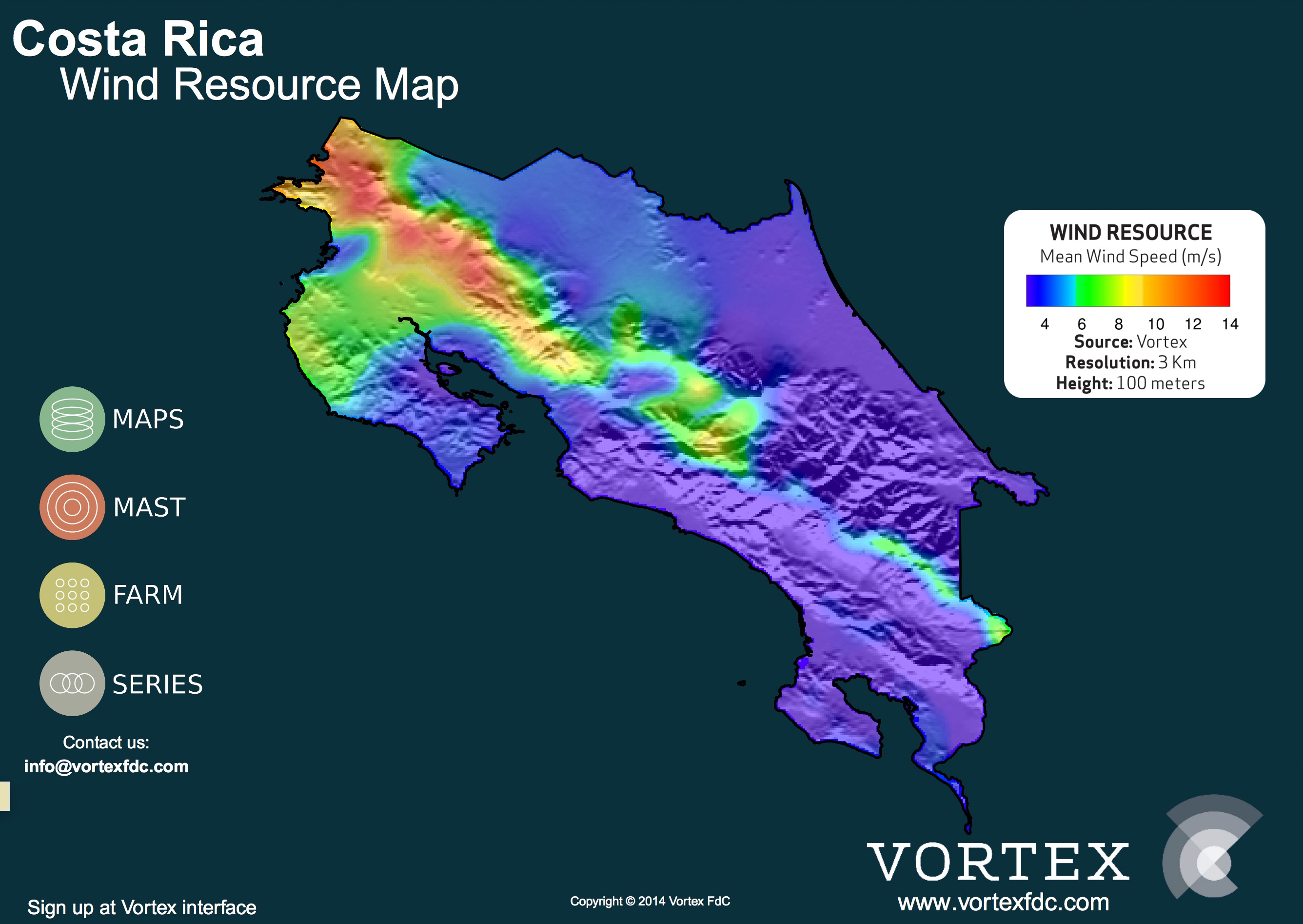 Costa Rica Wind Map