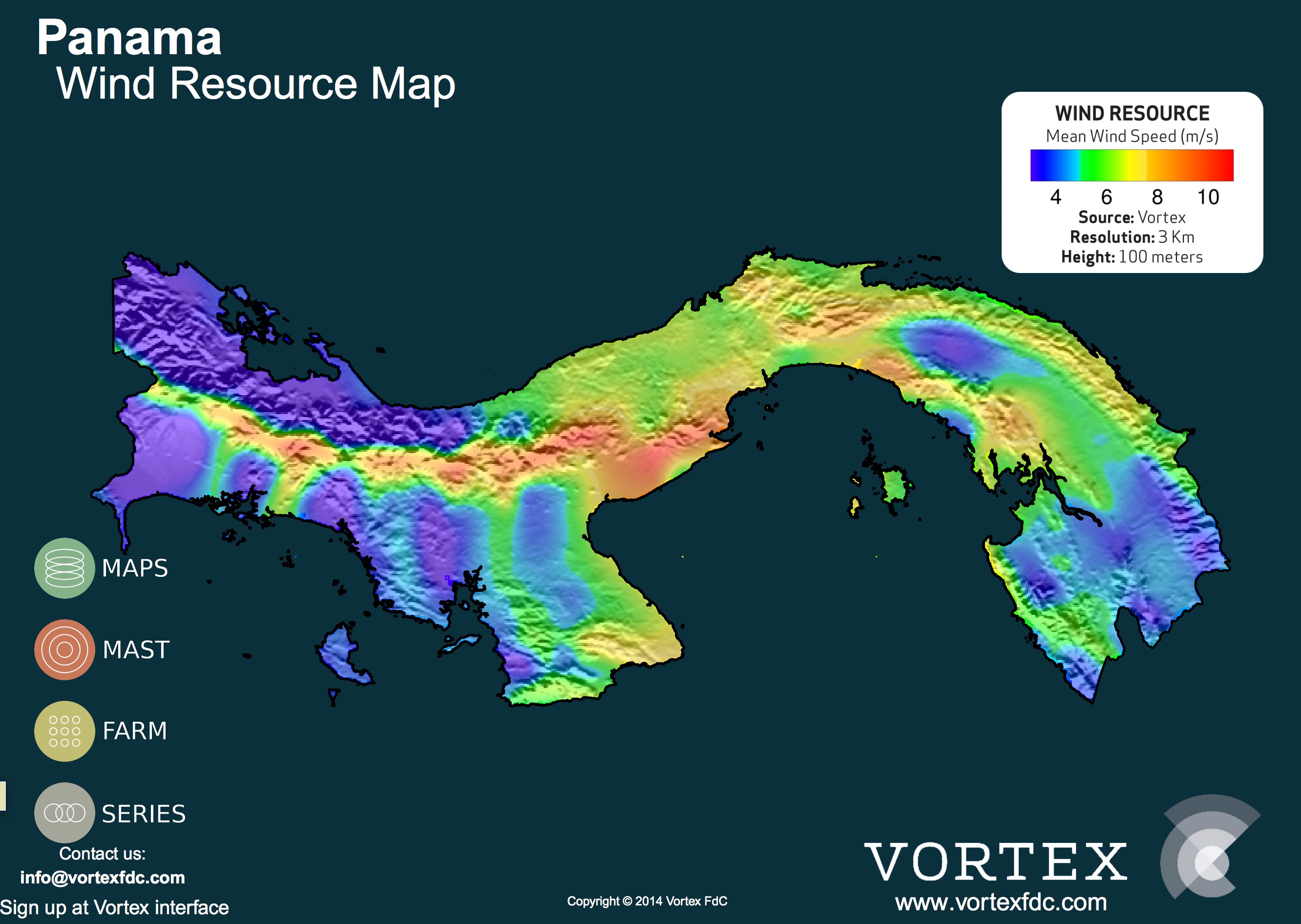 Panama Wind Map